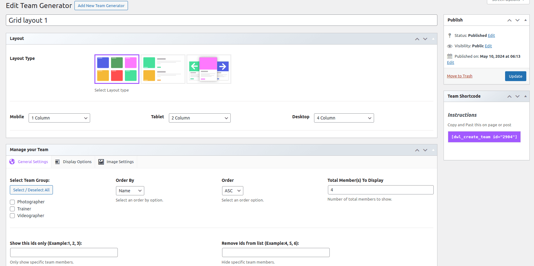 Team Generator - WordPress Team Manager – Showcase Team Members