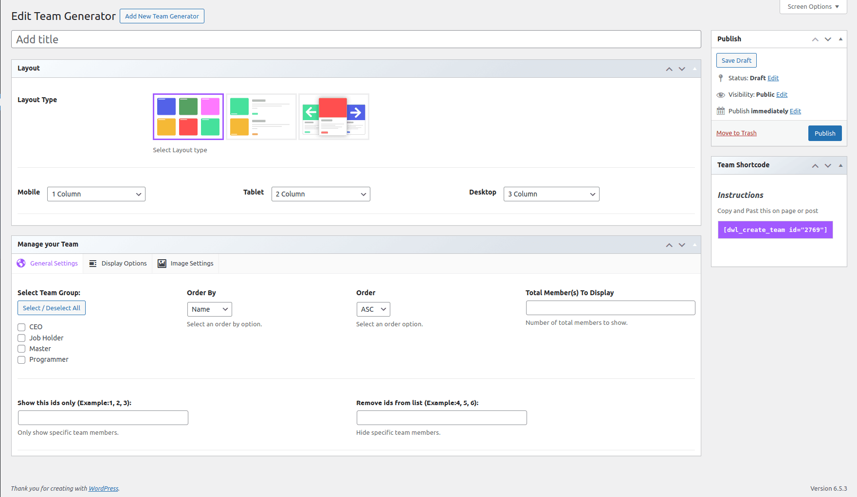 Team Generator Builder - WordPress Team Manager – Showcase Team Members