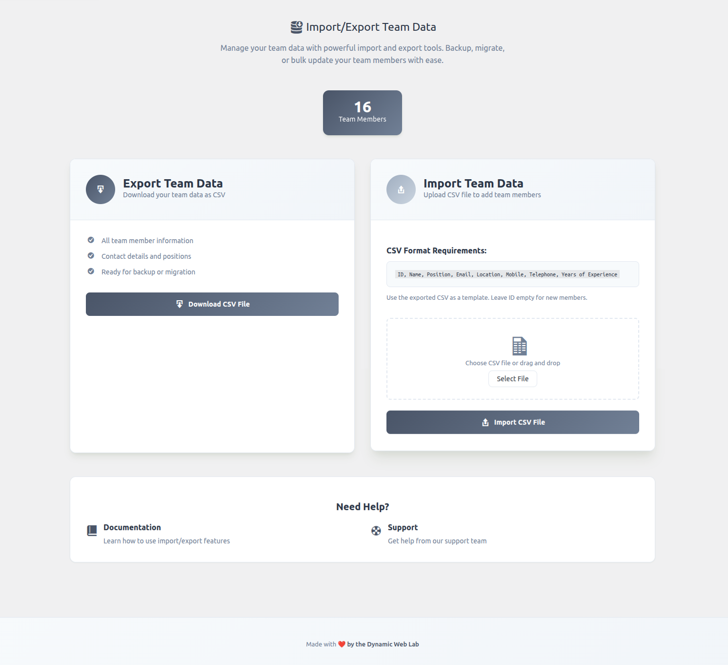 Import/Export Team Data - WordPress Team Manager – Showcase Team Members